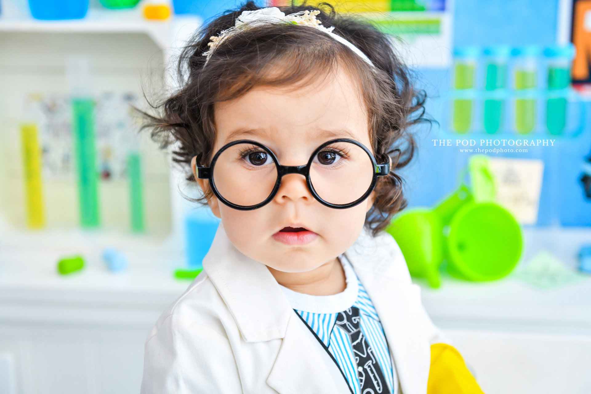 First Birthday Cake Smash Scientist Themed Portrait Session - Los ...